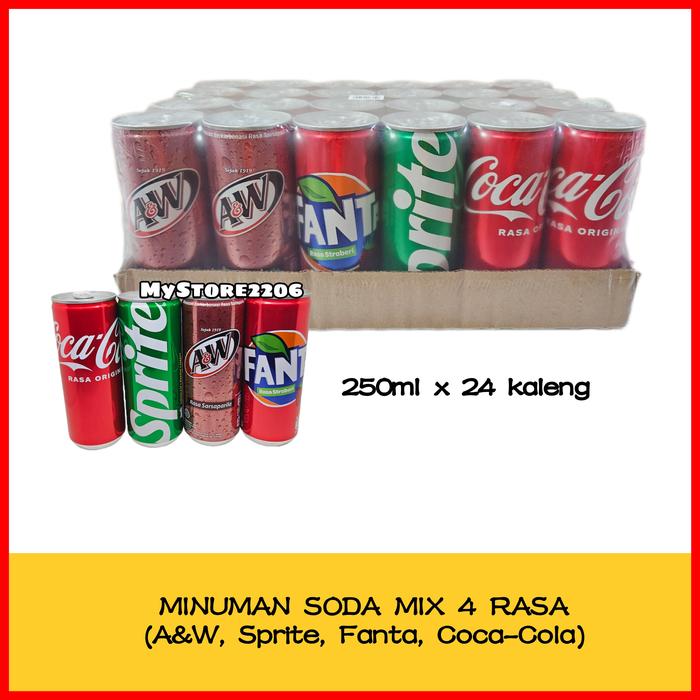 Jual Minuman Kaleng Soft Drink Mix 3 Rasa (A&W, Sprite, Fanta) 250ml x ...