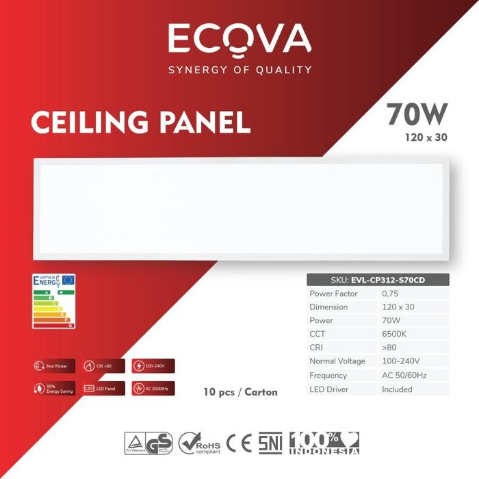 Jual Lampu led downlight ceiling panel 30 x 120 30x120 CM 70 Watt Ecova ...