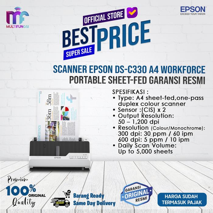 Promo Scanner Epson DS-C330 A4 WorkForce Portable Sheet-fed Garansi ...