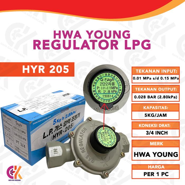 Jual Hwa Young Regulator LPG Low Pressure Kompor 5KG - HYR 205 Drat 3/4 ...