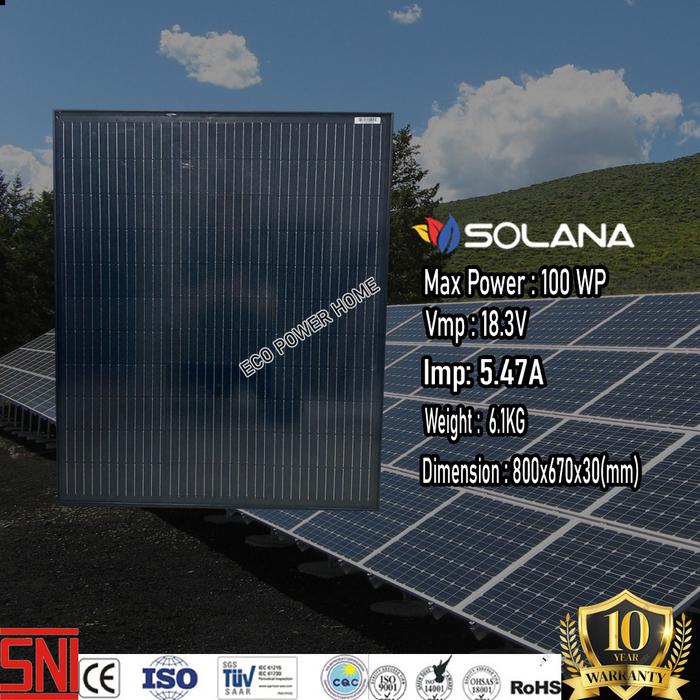 Jual SOLANA SOLAR CELL/PANEL SURYA/SOLAR PANEL MONOCRYSTALLINE 12V 100WP - Jakarta Barat - Eco ...