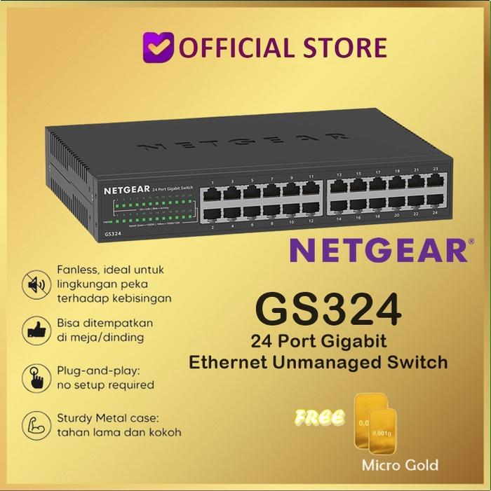 Promo Netgear GS324 24 Port Gigabit Ethernet Unmanaged Switch GS 324 ...