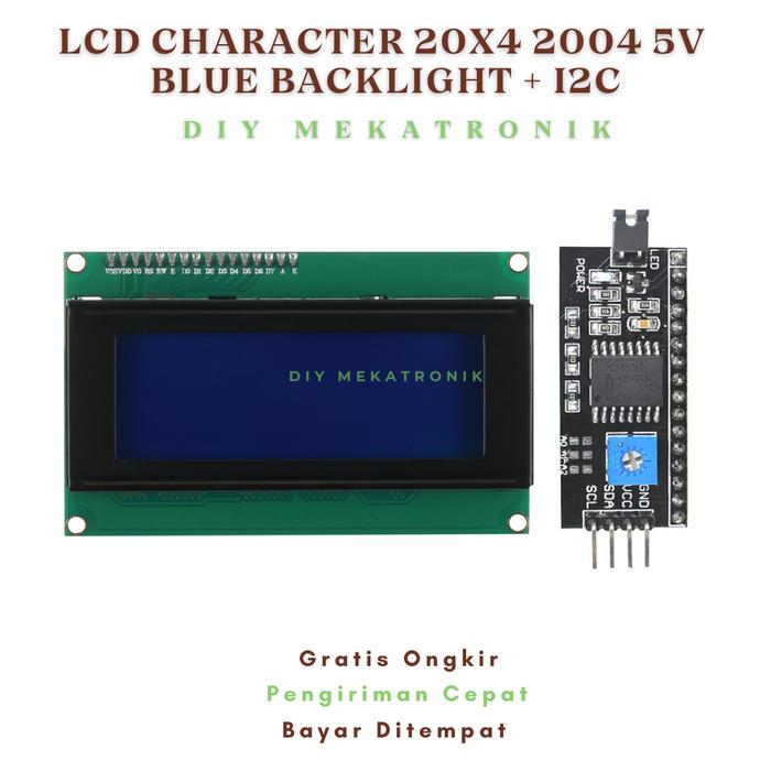 Jual Lcd 20x4 Biru Spi I2c For Arduino 2004 Blue Backlight Kota