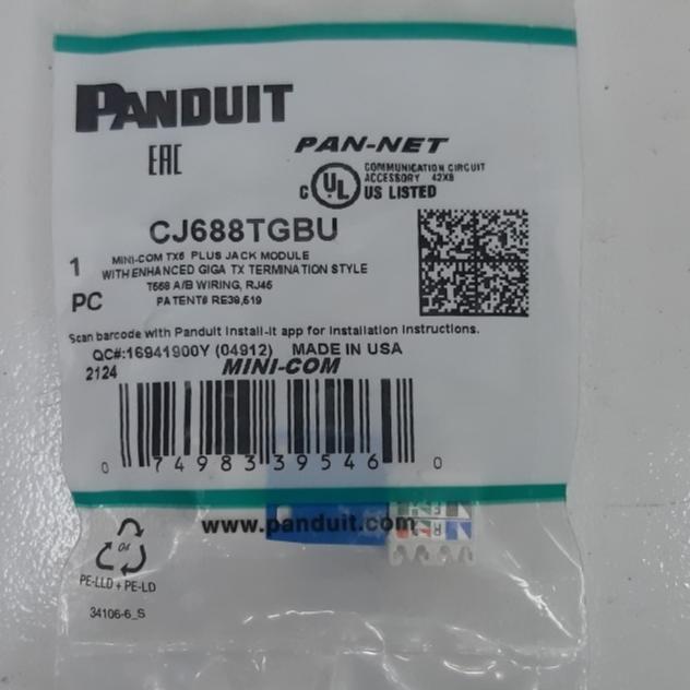 Jual Panduit Modular Jack Cat6 CJ688TGBU Outlet Data Cat 6 Pannet TX6 ...