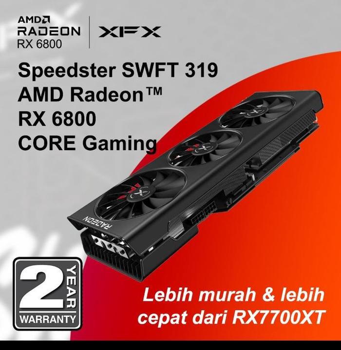 Jual VGA AMD Radeon XFX RX 6800 RX6800 SWFT 319 16GB GDDR6 - Kota ...