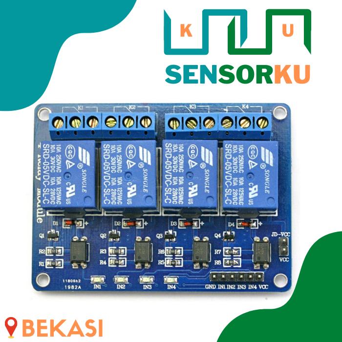 Jual Relay 5V 4 Channel Output 250VAC 30VDC 10A with Optocupler Modul ...