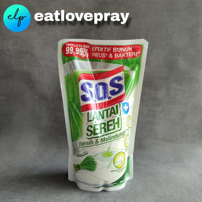 Jual SOS PEMBERSIH LANTAI SEREH | Cairan Obat Pel BOTOL 800ml /REFILL ...