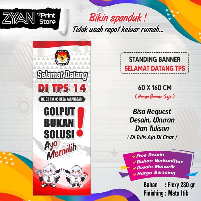 Jual SPANDUK BANNER NAMA TPS PEMILU - 60X160 A - Kab. Cirebon - ZYAN ...