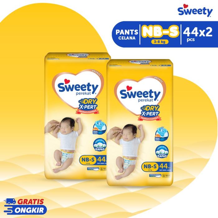 Promo Popok Sweety Bronze Newborn Comfort Dry X-pert NB-S 44s [ 2 Packs ...