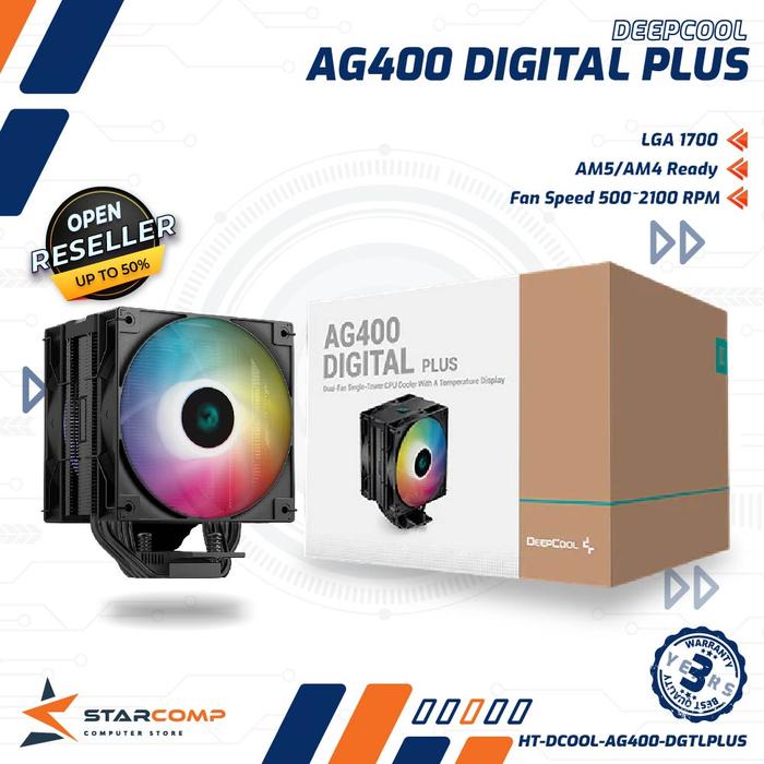 Promo CPU COOLER DEEPCOOL AG400 DIGITAL PLUS ARGB Dual Fan 2x12cm W ...