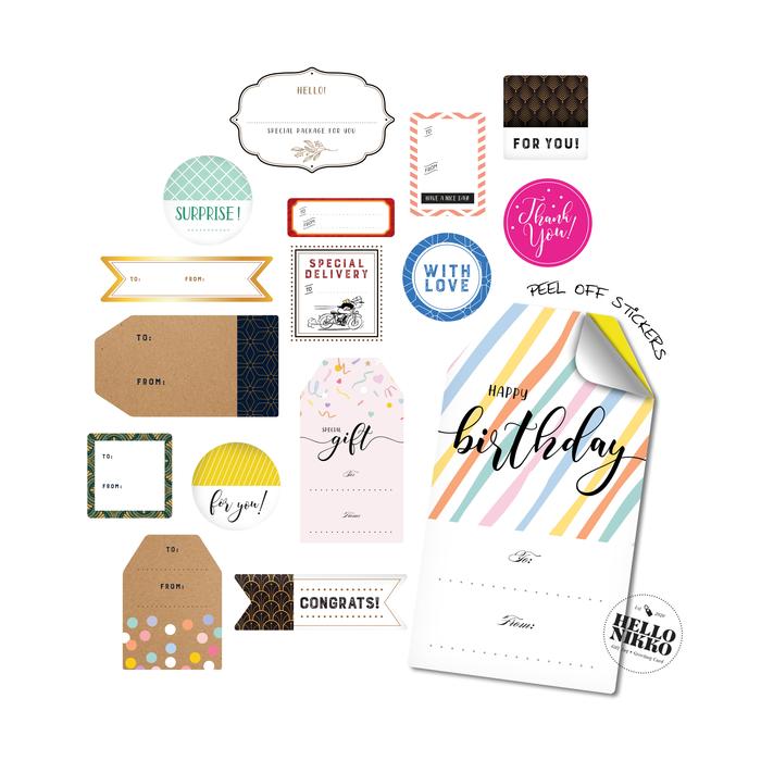 Jual Assorted label sticker gift hang tag kartu pengiriman hampers box ...
