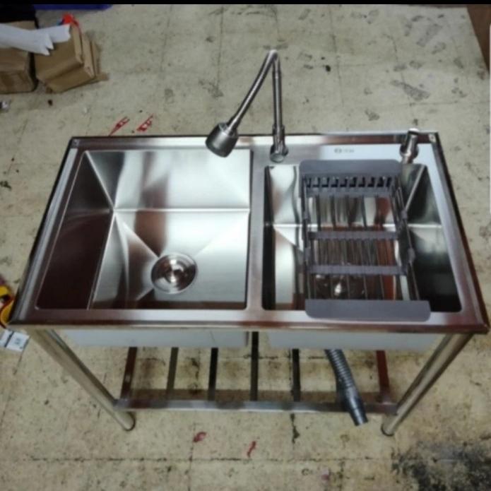 Jual KITCHEN SINK 8245 STAINLESS+KAKI MEJA PORTABLE LENGKAP KRAN/BLACK ...