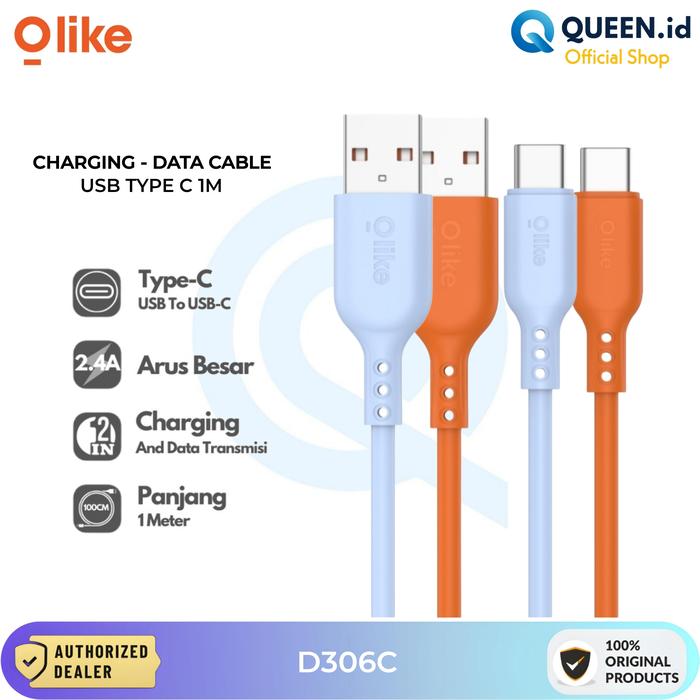 Jual Olike D306C Kabel Data Charger USB TYPE C 1M 2.4A Fast Charging ...