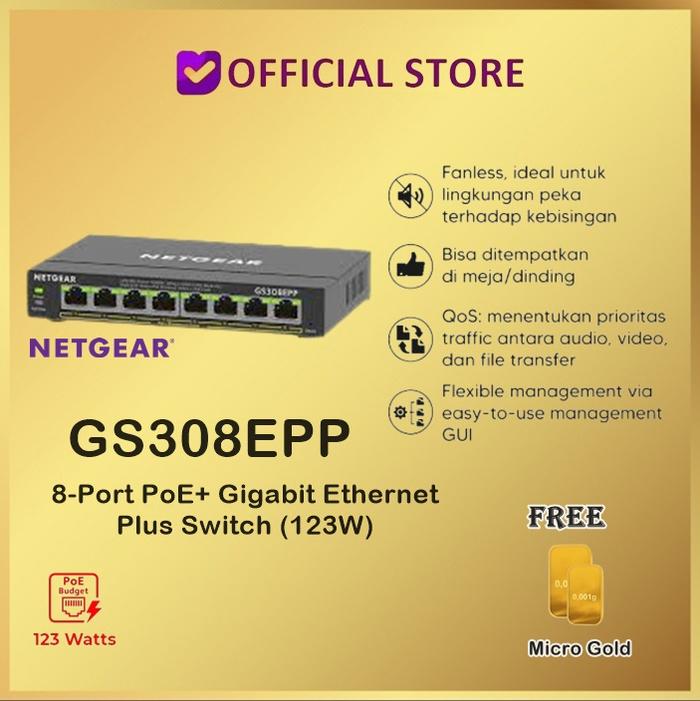 Promo NETGEAR GS308EPP 8 Port PoE+ Gigabit Ethernet Plus Switch (123W ...