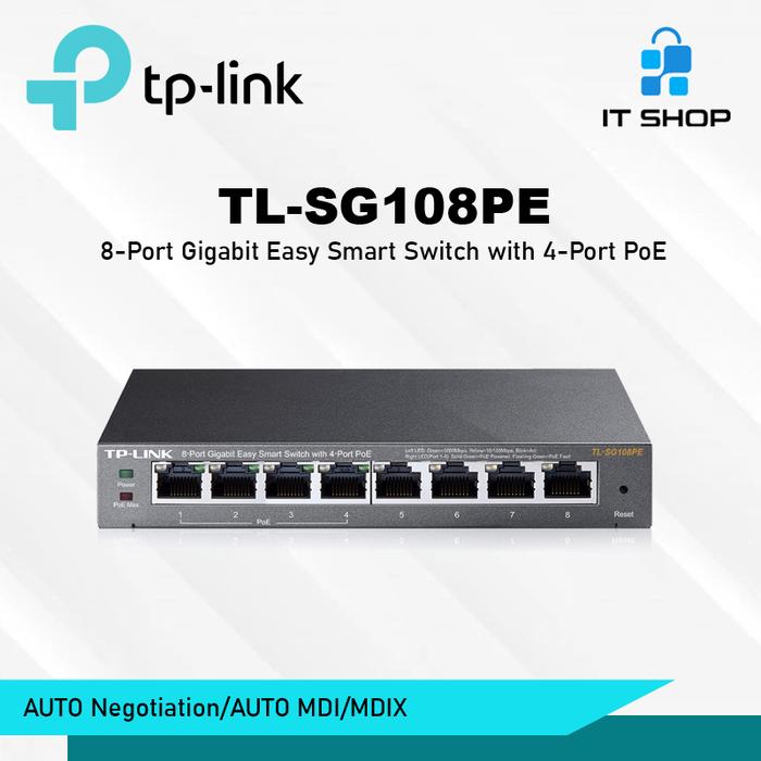 Promo TP-Link TL-SG108PE 8-Port Gigabit Easy Smart Switch with 4-Port ...