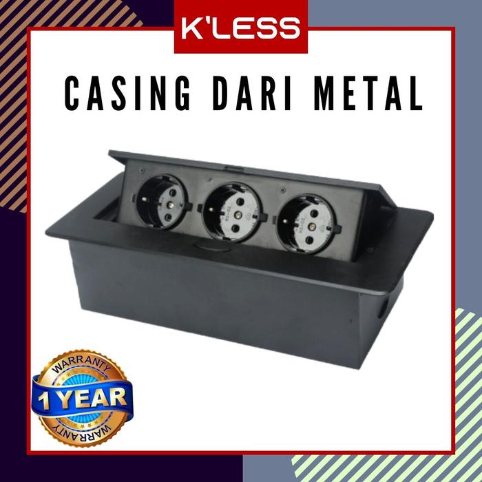 Promo Stop Kontak Meja Meeting Tanam 3 Socket Soft Touch Pop UP System ...