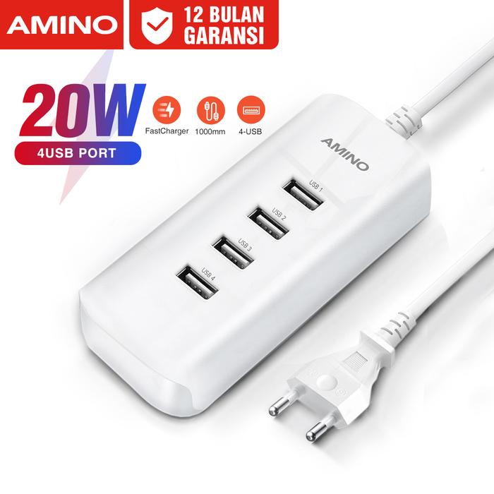 Jual AMINO 4 USB Port Multi Port Charger Fast Charger LED Function 20W ...