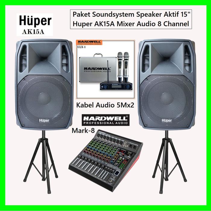 Jual Paket Soundsystem Speaker 15 Inch Huper AK15A Mixer 8 Channel ...