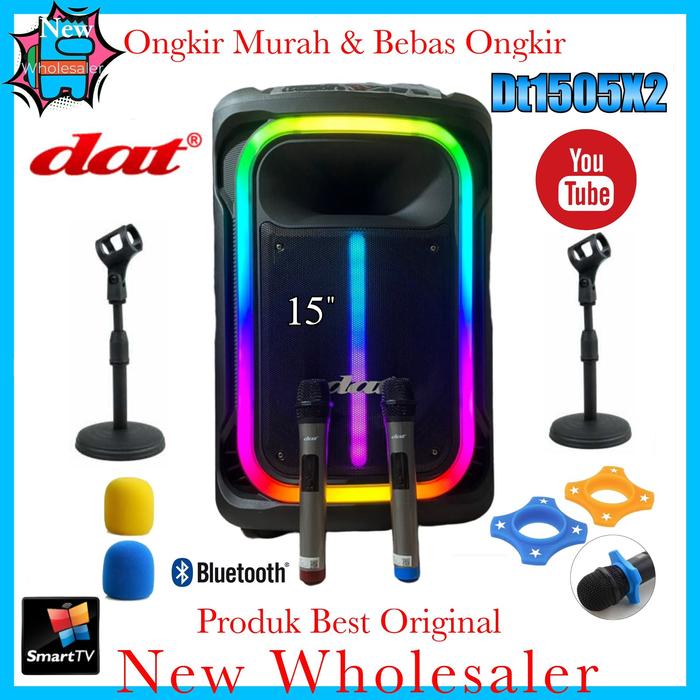 Jual Speaker wireless portable Dat Dt1505x2 RGB Original 15 inch ...