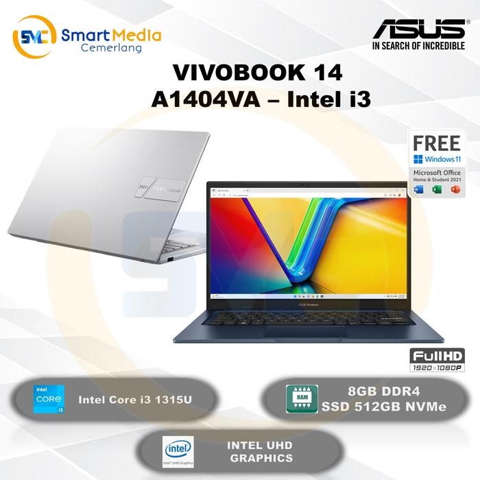 Promo ASUS Vivobook 14 A1404VA|i3-1315U|8GB/16GB|512GB SSD|14" VIPS|W11 ...