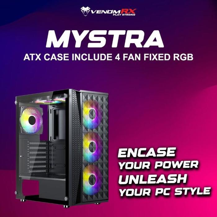 Jual Casing VenomRX MYSTRA ATX Tempered Glass 4x12cm FIXED ARGB Fan ...