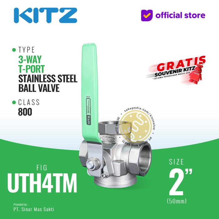 Promo 3-Way Ball Valve SUS KITZ Fig. UTH4TM , 2" - 50mm, Drat / Screw ...
