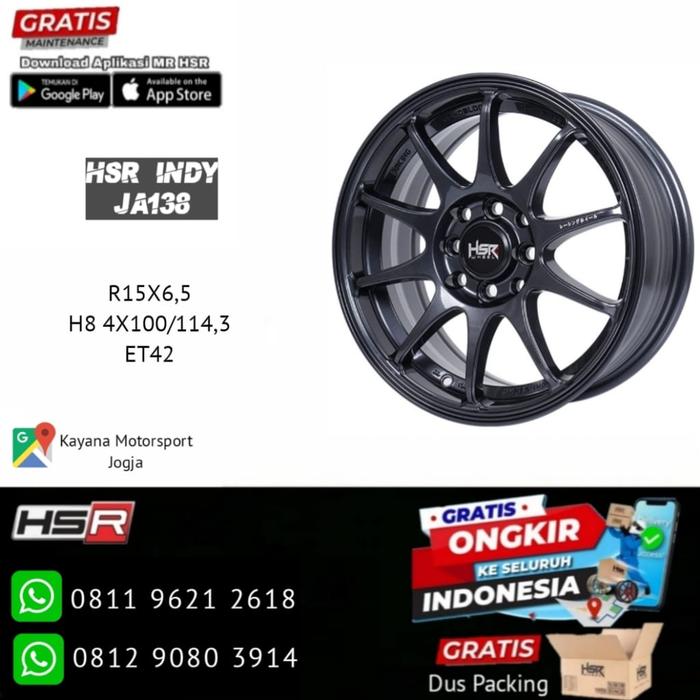 Jual Velg HSR Indy ( JA138 ) Boroko 05 Original R15 - Glossy Gun Metal ...