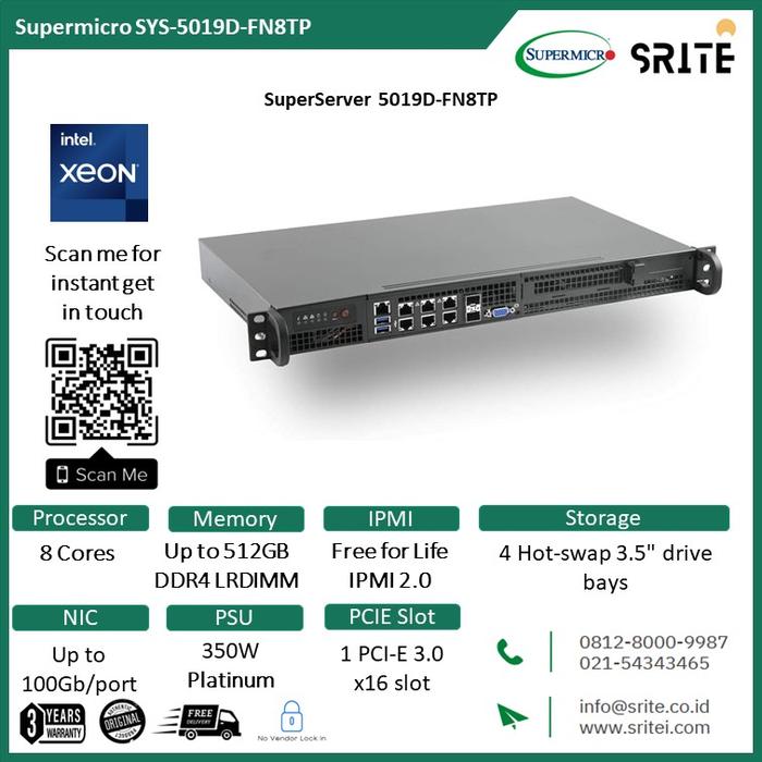 Jual Supermicro Edge Server 1U Intel Network Appliance IOT Computing SD ...