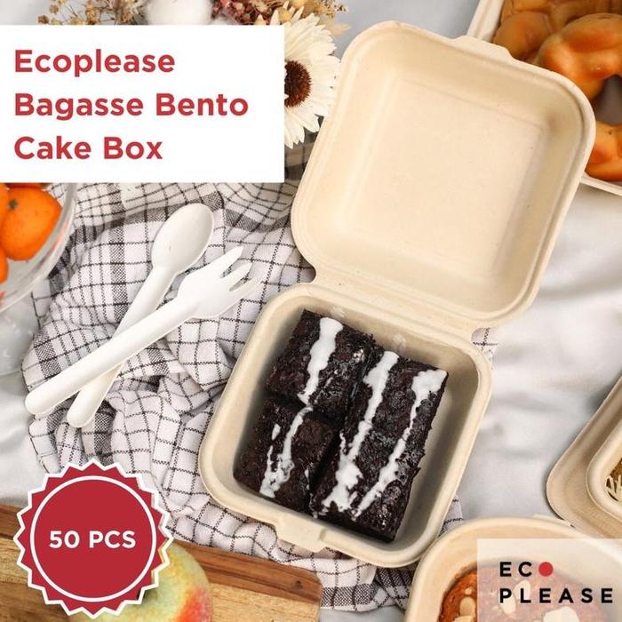 Jual Bagasse Box Bento Cake Burger Box Korean Lunch Box 50 Pcs Di ...
