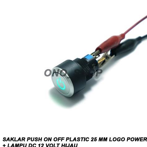 Jual Saklar Push On Off Plastic 25 mm Logo Power + Lampu DC 12 Volt ...