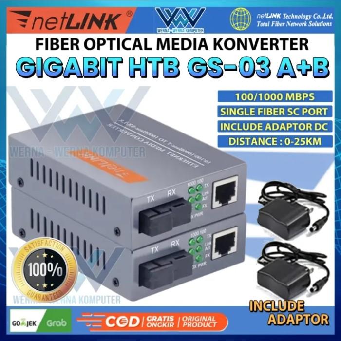 Jual MEDIA KONVERTER GIGABIT 4 FO 8 LAN FIBER SWITCH CONVERTER NETLINK - HTB GS-03 A+B - Jakarta ...