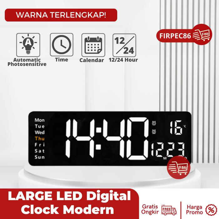 Promo Jam Dinding Digital LED Besar Kalender Alarm Clock Weker Timer ...