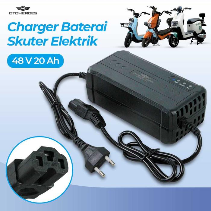 Jual Adaptor Charger Adapter Cas Aki Baterai Sepeda Listrik Skuter 48V ...