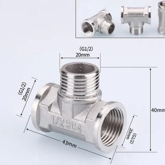 Jual Tee stainless 304 sambungan kran air 1/2 inch / T drat luar dalam 1/2 - Jakarta Utara ...