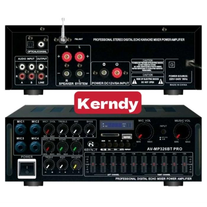 Jual Amplifier Bluetooth EQ Audio Karaoke Home Theater KERNDY AV-326BT - KERNDY 326 PRO ...
