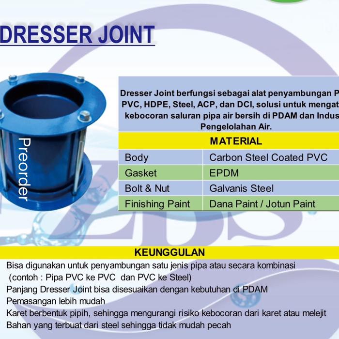 Jual DRESSERT JOINT PN10 Dia. 3” untuk Pipa HDPE dan PVC RRJ - Kota ...