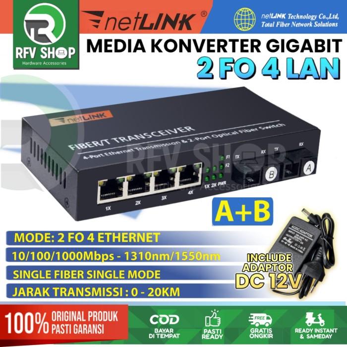 Jual GIGABIT MEDIA CONVERTER 4 FO 8 LAN FIBER OPTIK SWITCH KONVERTER ...