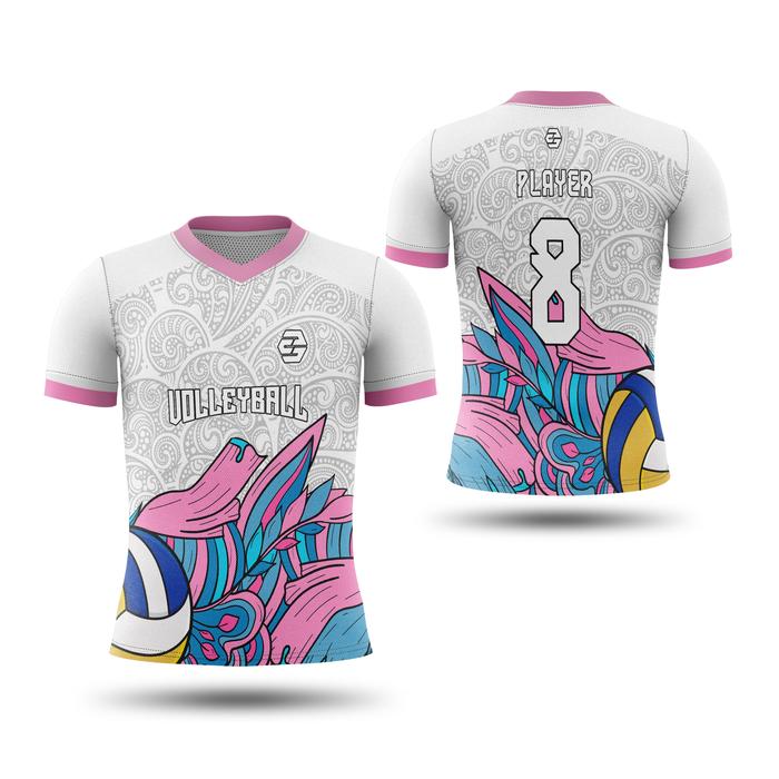 Jual Baju Kaos Tshirt V-neck Volleyball 2024 Art 1,2,3,4 Full Print ...