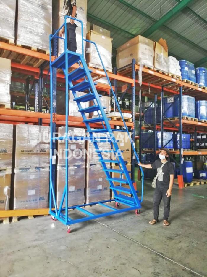 Jual Tangga Dorong Gudang Tinggi 4,5 Meter . Rolling Ladders Mobile ...