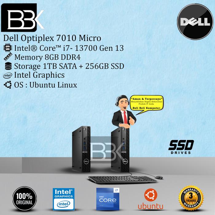 Jual CPU DELL Optiplex 7010 Micro i7-13700 8GB 1TB+256GB SSD DOS 3YR ...