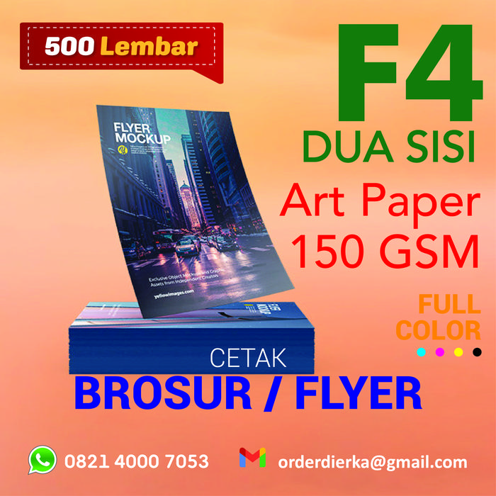Jual CETAK BROSUR / FLYER FOLIO F4 dua sisi Art Paper 150 gsm - Jakarta ...