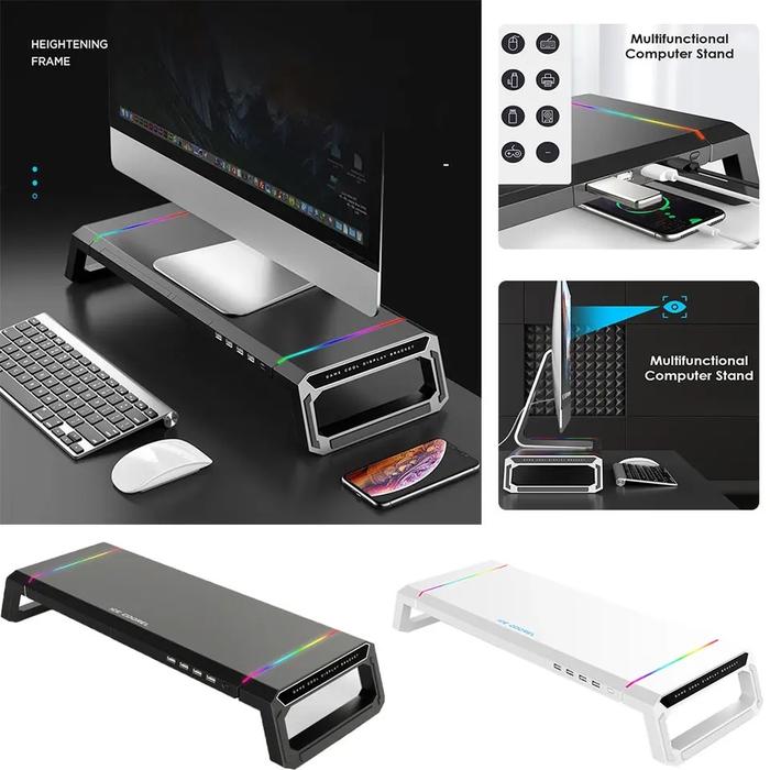 Jual Meja Dudukan Monitor Gaming Desktop PC RGB Stand Laptop Rak Laci 4 ...