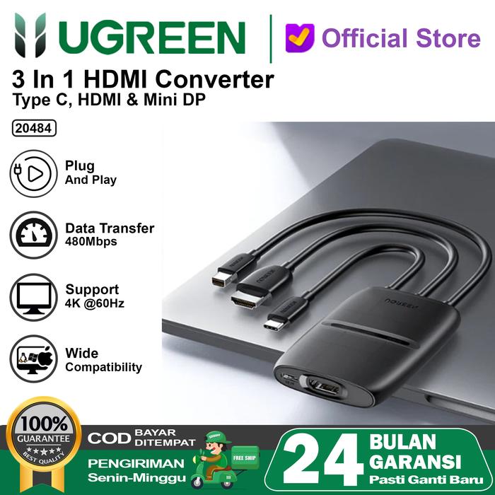 Promo HDMI Converter Female To Mini DP Type C VGA Adapter 4K Ultra HD 60Hz Cicil 0% 3x - Jakarta ...