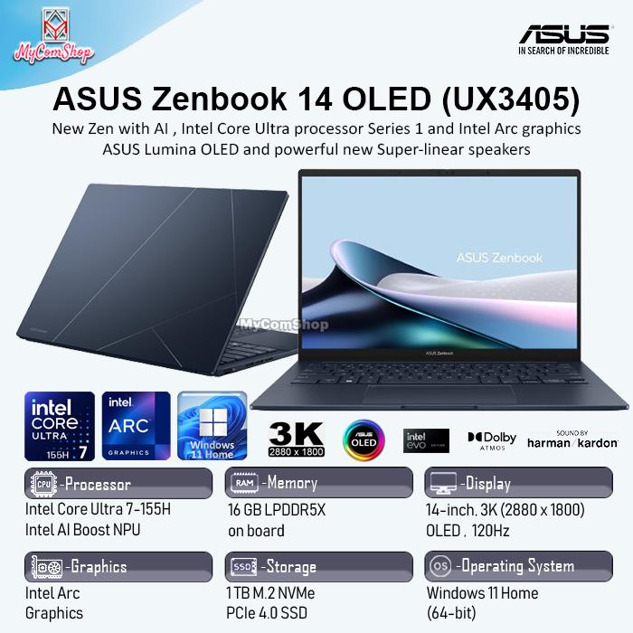 Jual ASUS ZENBOOK 14 OLED UX3405 ULTRA 7 155H 16GB 1TB SSD INTEL ARC 14 ...