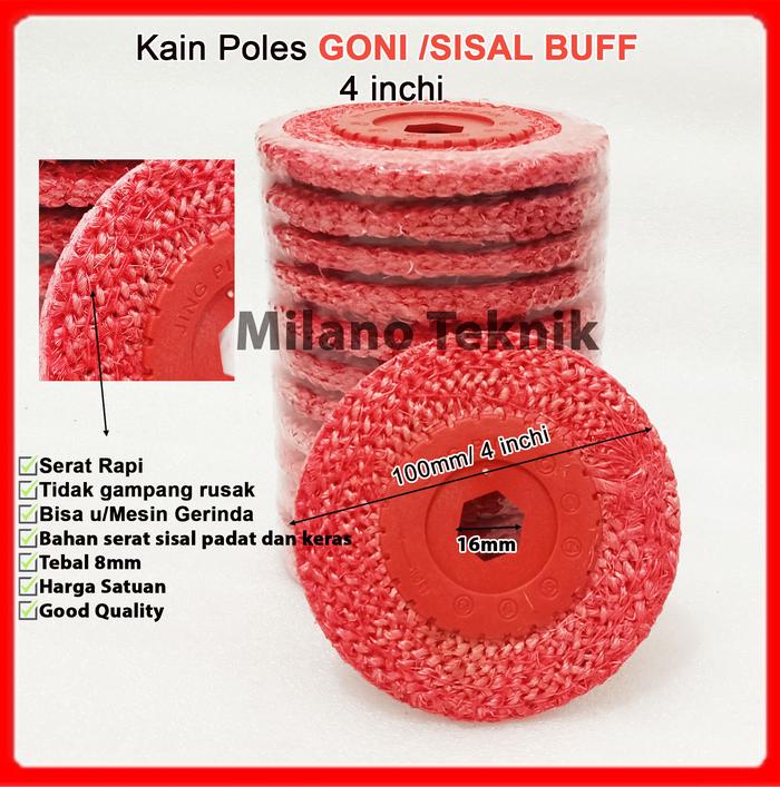 Jual Kain Poles Goni 4 inchi /Serat SISAL BUFF 4" Merah /Mata Gerinda ...