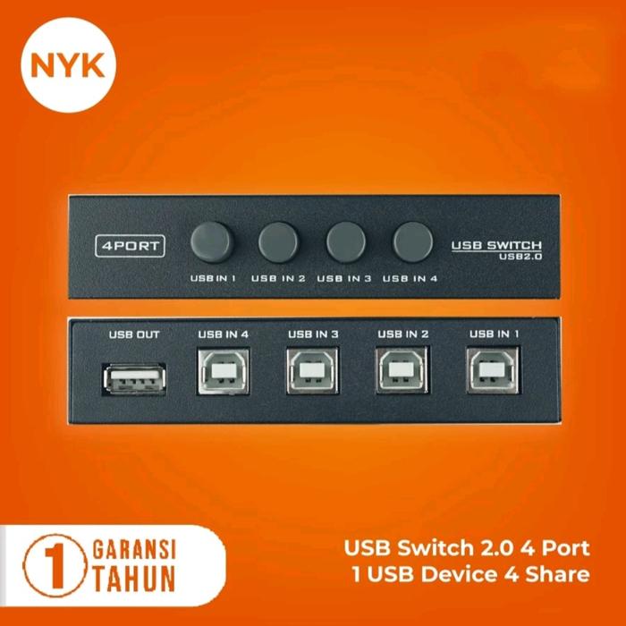 Jual NYK USB Data Switch 1-4/Manual switch Printer 4 pot Sharing Printer - Jakarta Pusat - San ...