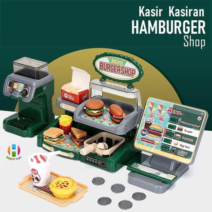 Jual BURGER SHOP SET TOYS PRETEND PLAYS mainan cafe anak coffee shop ...