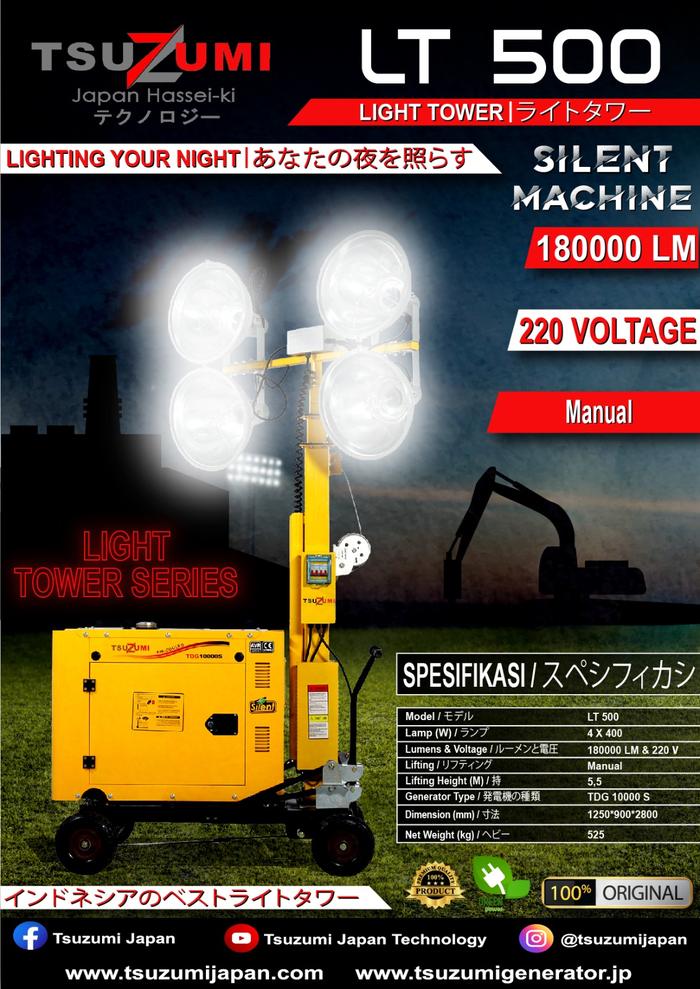 Jual Tower Light Generator 4 x 400 Tower Light TSUZUMI LT 500 - Jakarta ...