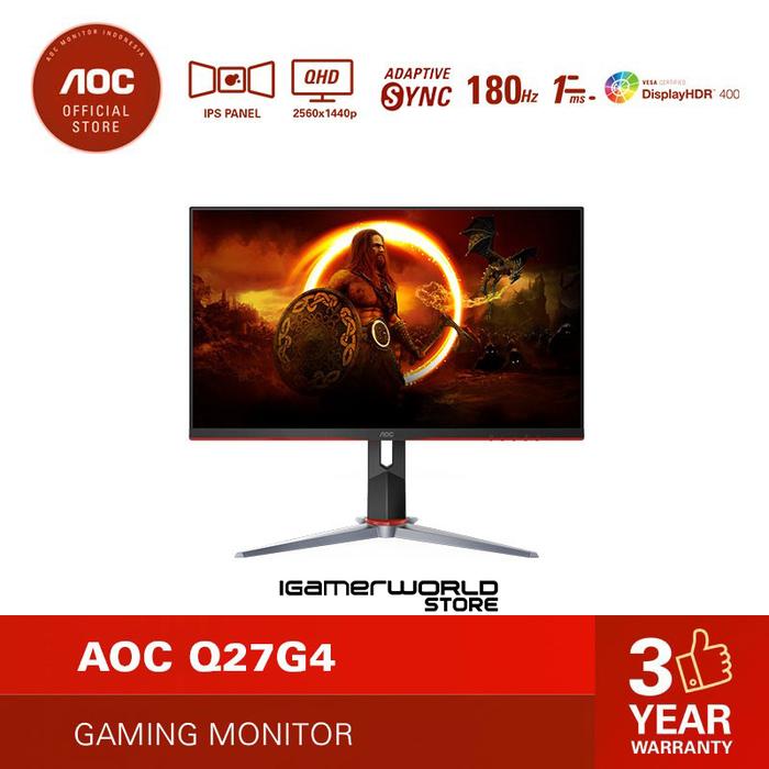 Jual Monitor AOC Q27G4 27" Gaming 180Hz 1ms 2K QHD HDR400 IPS - Kota ...