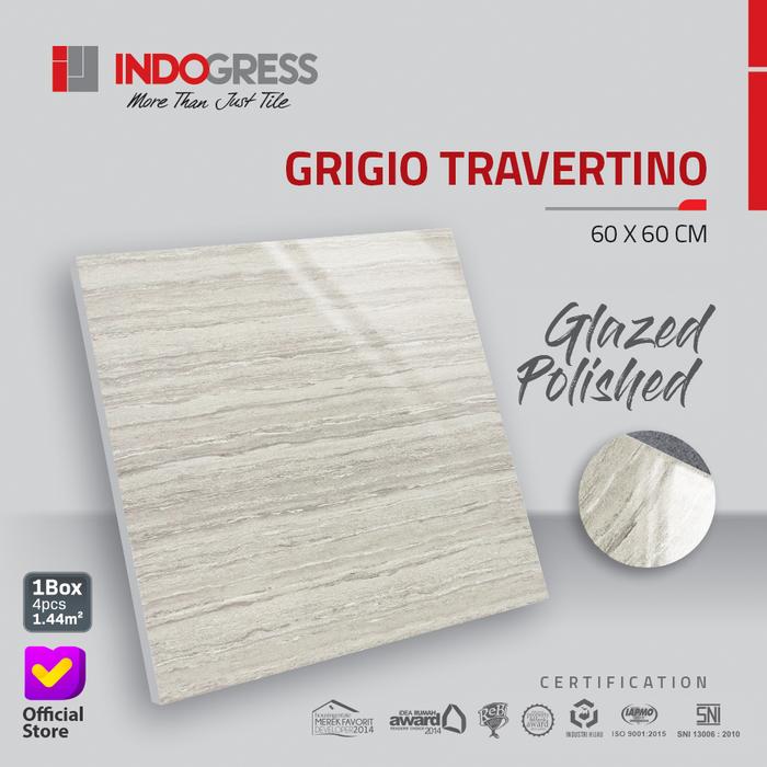 Jual INDOGRESS 1st Grade - Grigio Travertino - 60x60 - Glazed Polished ...